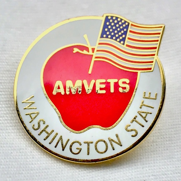 Jewelry | Amvets Washington State Pin Gold Red Usa Flag Apple 200s ...
